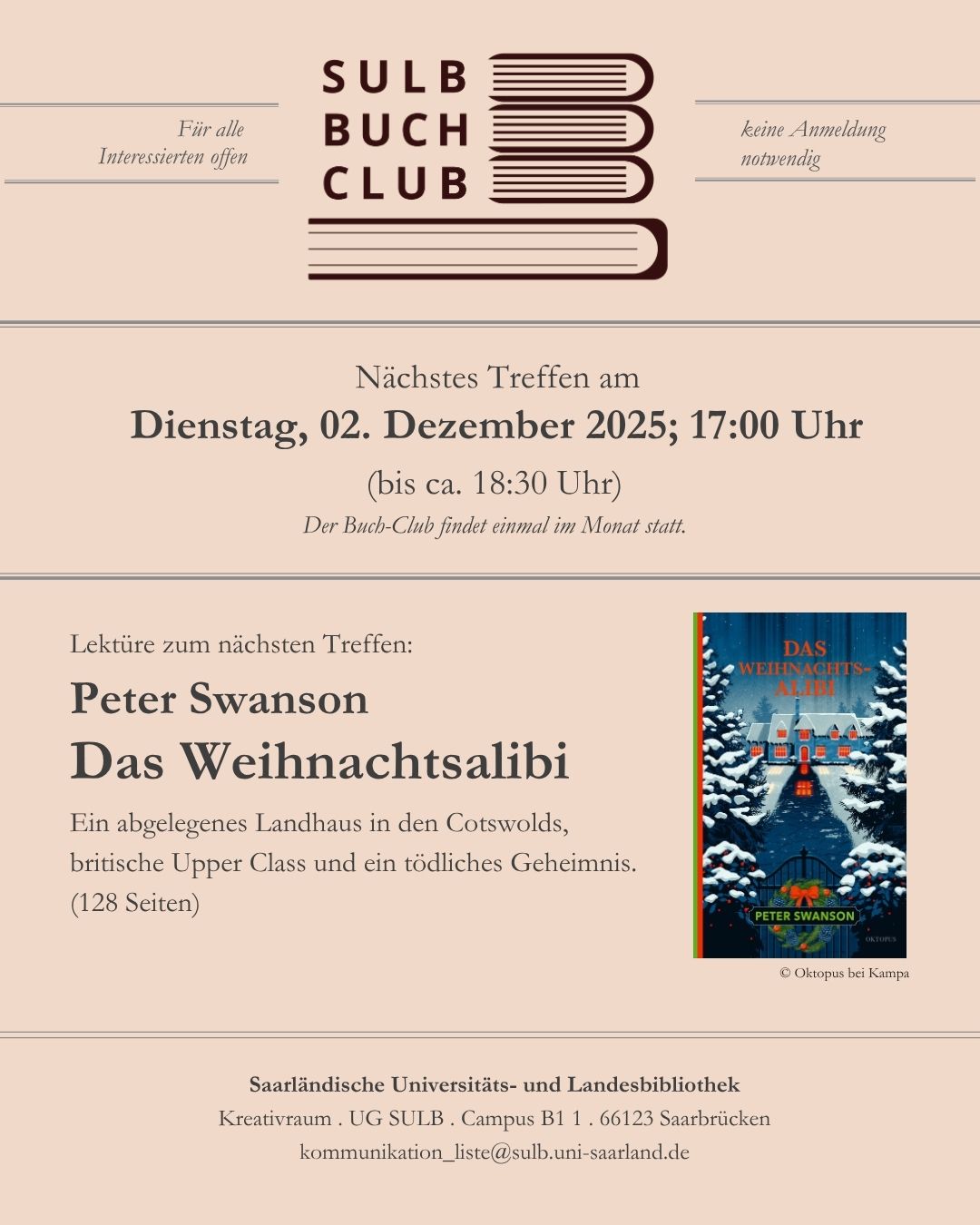 Buch-Club der SULB: nächstes Treffen am 2. Dezember | Universität des ...