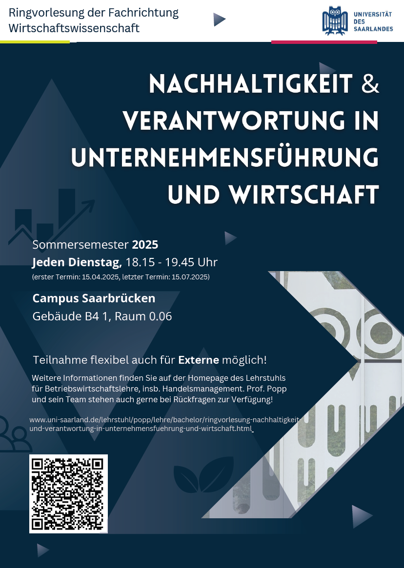 Ringvorlesung „Nachhaltigkeit und Verantwortung in Unternehmensführung und Wirtschaft ...